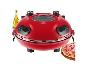 4260677793490 - Pizzaofen elektrisch mit 32 cm Pizzastein Timer 5 Stufen 1200 Watt 390°C Pizzabackofen Pizza-Backstation Elektrischer Pizzagrill Pizzabackmaschine