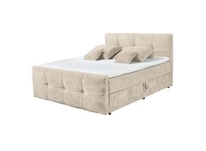 4251561921860 - riess-ambiente Boxspringbett TOULOUSE 140x200cm beige inkl Matratze und Topper mit Bettkasten