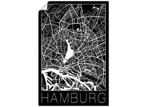 4059745966122 - Wandbild ARTLAND Retro Karte Hamburg Deutschland Schwarz Bilder Gr B H 20 cm x 30 cm Poster Deutschland Hochformat 1 St schwarz Bild Poster Bilder als Alubild Leinwandbild Wandaufkleber oder in versch Größen