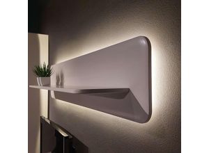 4069745549133 - Wandregal INOSIGN Sofy Schwebendes Regal Wandkonsole Wandboard LED-Beleuchtung pepper weiß B140cm H30cm T24cm MDF Regale UV lackiert Ablageboden Wandmontiert Breite 140 cm