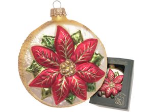 0024762242058 - Christbaumschmuck KREBS GLAS LAUSCHA Weihnachtstern Taler Gold Rot 8cm rot (gold) B6cm H6cm T9cm Glas Weihnachtsbaumschmuck Christbaumschmuck Glas mundgeblasen handgefertigt Christbaumkugel