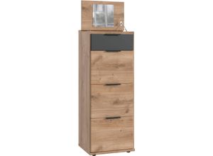 4065981011625 - Hochkommode WIMEX Texel in der Breite 46cm bestehend aus 4 Schubladen plankeneiche nachbildung grafit B46cm H121cm T40cm Spanplatte Sideboards Schubkastenschienen aus Metall