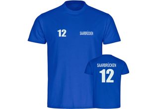 4068859582395 - multifanshop Herren T-Shirt - Saarbrücken - Trikot Nummer 12 - Druck weiß - Männer