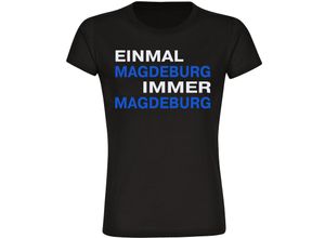 4068859544690 - multifanshop Damen T-Shirt - Magdeburg - Einmal Immer - Druck blau - Frauen