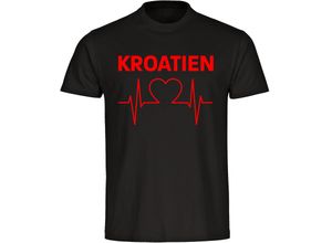 4068859472726 - multifanshop Herren T-Shirt - Kroatien - Herzschlag - Druck rot - Männer