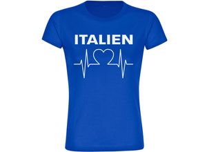 4068859416874 - multifanshop Damen T-Shirt - Italien - Herzschlag - Druck weiß - Frauen