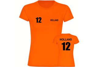 4068859455088 - multifanshop Damen T-Shirt - Holland - Trikot Nummer 12 - Druck schwarz - Frauen