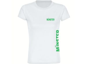 4068859572235 - multifanshop Damen T-Shirt - Münster - Brust & Seite - Druck grün - Frauen