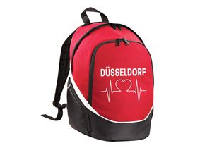 4068859105846 - multifanshop Rucksack - Düsseldorf - Herzschlag - Druck weiß - Tasche
