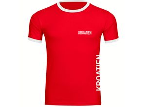4068859472122 - multifanshop Kontrast T-Shirt - Kroatien - Brust & Seite - Druck weiß - Männer