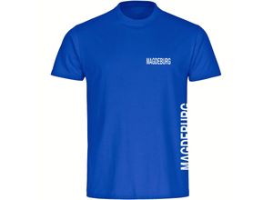 4068859541224 - multifanshop Kinder T-Shirt - Magdeburg - Brust & Seite - Druck weiß - Kind
