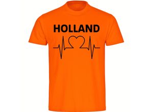 4068859453855 - multifanshop Herren T-Shirt - Holland - Herzschlag - Druck schwarz - Männer