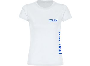 4068859416324 - multifanshop Damen T-Shirt - Italien - Brust & Seite - Druck blau - Frauen