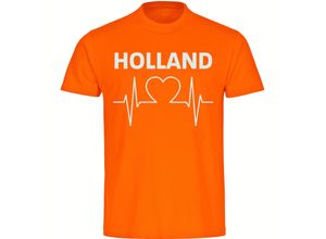 4068859453329 - multifanshop Herren T-Shirt - Holland - Herzschlag - Druck weiß - Männer