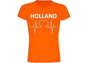4068859454074 - multifanshop Damen T-Shirt - Holland - Herzschlag - Druck weiß - Frauen