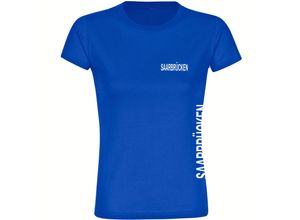 4068859582203 - multifanshop Damen T-Shirt - Saarbrücken - Brust & Seite - Druck weiß - Frauen