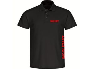 4068859566739 - multifanshop Poloshirt - Ingolstadt - Brust & Seite - Druck rot - Polo