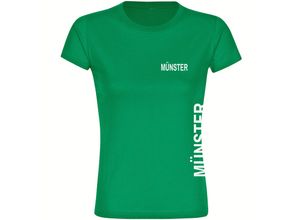 4068859572174 - multifanshop Damen T-Shirt - Münster - Brust & Seite - Druck weiß - Frauen
