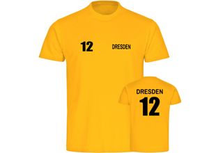 4068859556341 - multifanshop Herren T-Shirt - Dresden - Trikot Nummer 12 - Druck schwarz - Männer