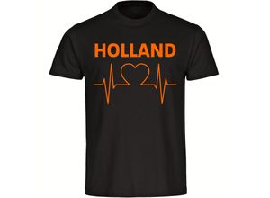 4068859455491 - multifanshop Herren T-Shirt - Holland - Herzschlag - Druck orange - Männer
