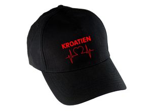 4068859471460 - multifanshop Baseballcap - Kroatien - Herzschlag - Druck rot - Mütze