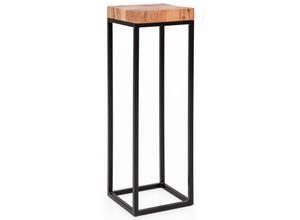 4251745766768 - Massiver Holz-Beistelltisch Akazienholz und Metall Industriedesign 30x97x30 cm