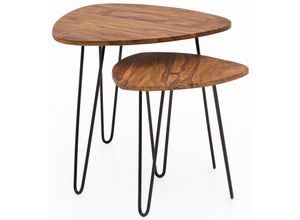 4251745766799 - 2er Set Beistelltisch Sheesham Holz und Metall Industrial-Design Vielseitig 4251745766799 - 2er Set Beistelltisch Sheesham Holz und Metall Industrial-Design Vielseitig