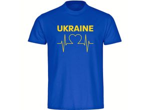 4068859297367 - multifanshop Herren T-Shirt - Ukraine - Herzschlag - Druck gelb - Männer