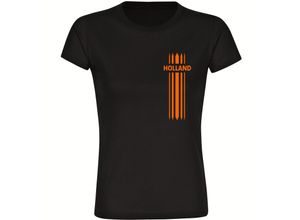 4068859455194 - multifanshop Damen T-Shirt - Holland - Streifen - Druck orange - Frauen