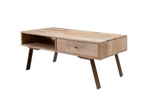 4251745766584 - Couchtisch Garda Rustikaler Landhausstil Massivholz-Mango und Metall 95x42x50 cm