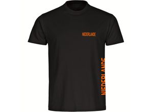 4068859458355 - multifanshop Herren T-Shirt - Niederlande - Brust & Seite - Druck orange - Männer