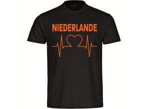 4068859457341 - multifanshop Herren T-Shirt - Niederlande - Herzschlag - Druck orange - Männer