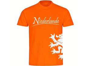 4068859457969 - multifanshop Herren T-Shirt - Niederlande - Löwe seitlich - Druck weiß - Männer