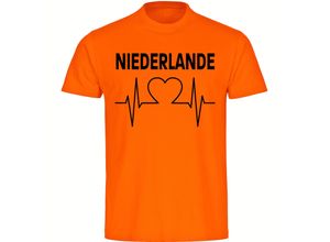 4068859457860 - multifanshop Herren T-Shirt - Niederlande - Herzschlag - Druck schwarz - Männer