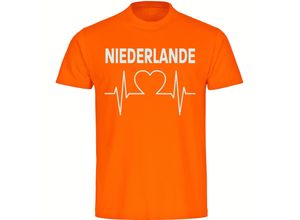 4068859456863 - multifanshop Herren T-Shirt - Niederlande - Herzschlag - Druck weiß - Männer