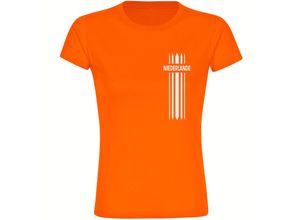 4068859459758 - multifanshop Damen T-Shirt - Niederlande - Streifen - Druck weiß - Frauen