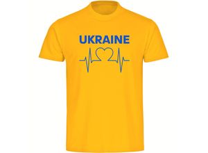 4068859299330 - multifanshop Kinder T-Shirt - Ukraine - Herzschlag - Druck blau - Kind