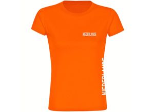 4068859459093 - multifanshop Damen T-Shirt - Niederlande - Brust & Seite - Druck weiß - Frauen