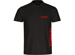 4068859477233 - multifanshop Herren T-Shirt - Türkei - Brust & Seite - Druck rot - Männer