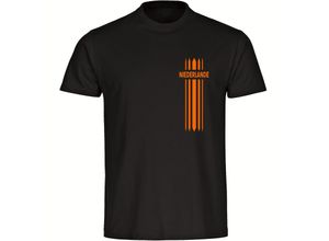 4068859456528 - multifanshop Kinder T-Shirt - Niederlande - Streifen - Druck orange - Kind