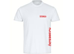 4068859466565 - multifanshop Herren T-Shirt - Österreich - Brust & Seite - Druck rot - Männer