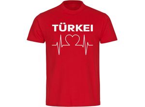4068859475772 - multifanshop Herren T-Shirt - Türkei - Herzschlag - Druck weiß - Männer