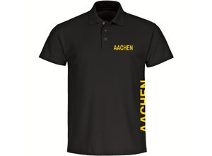 4068859548476 - multifanshop Poloshirt - Aachen - Brust & Seite - Druck gelb - Polo