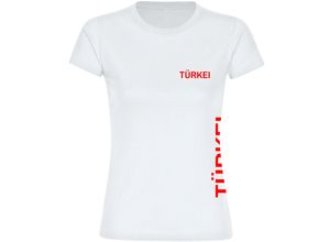 4068859477998 - multifanshop Damen T-Shirt - Türkei - Brust & Seite - Druck rot - Frauen