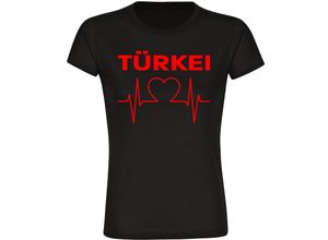 4068859476816 - multifanshop Damen T-Shirt - Türkei - Herzschlag - Druck rot - Frauen