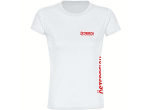 4068859466718 - multifanshop Damen T-Shirt - Österreich - Brust & Seite - Druck rot - Frauen