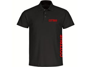 4068859551483 - multifanshop Poloshirt - Cottbus - Brust & Seite - Druck rot - Polo