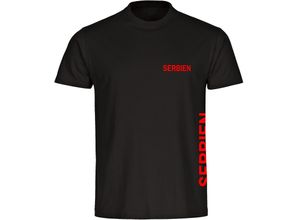 4068859480387 - multifanshop Herren T-Shirt - Serbien - Brust & Seite - Druck rot - Männer