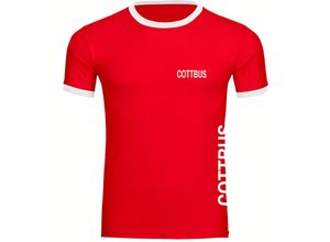 4068859551827 - multifanshop Kontrast T-Shirt - Cottbus - Brust & Seite - Druck weiß - Männer