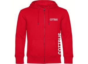 4068859551773 - multifanshop Kapuzen Sweatshirt Jacke - Cottbus - Brust & Seite - Druck weiß - Sweat